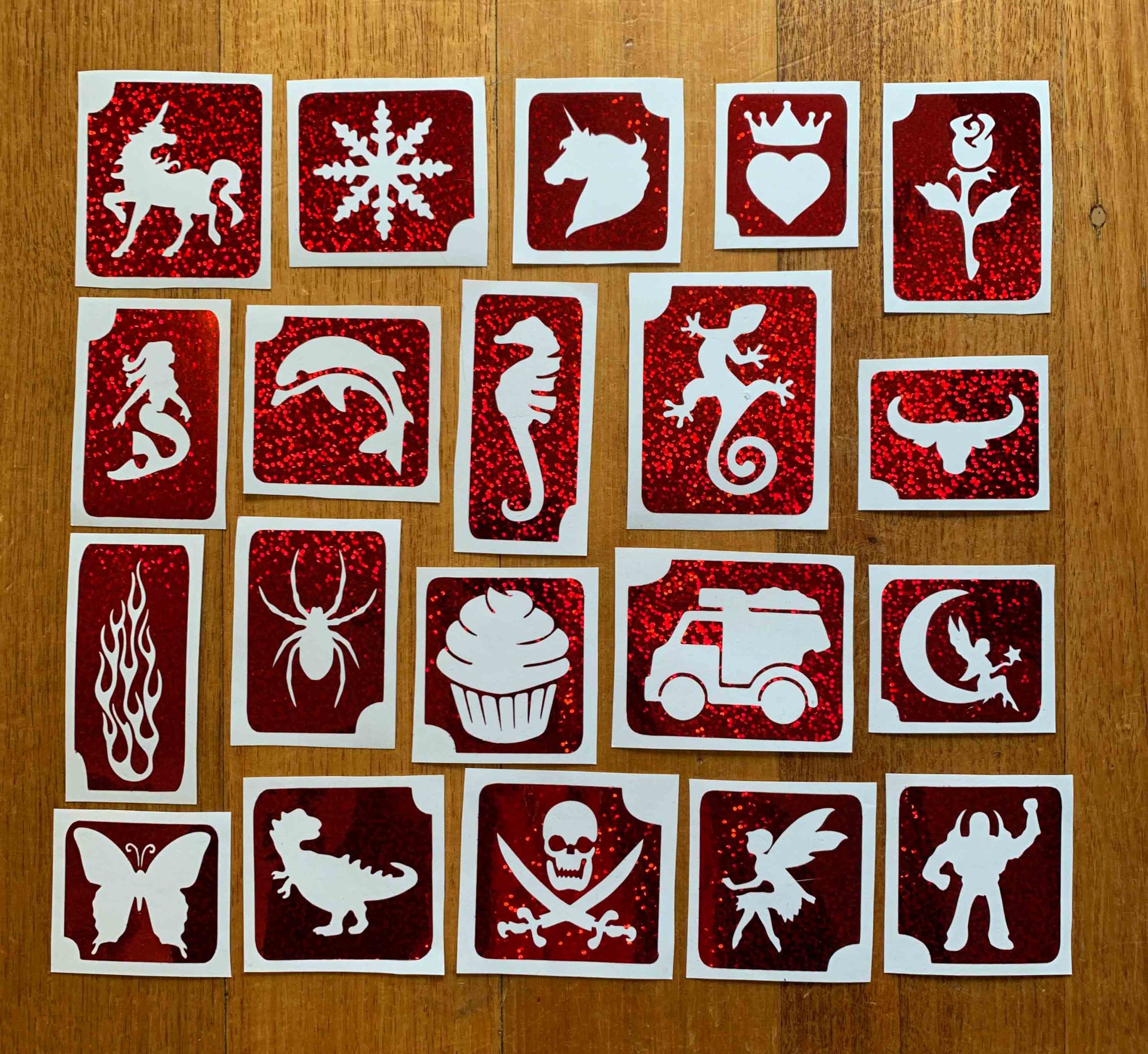 Most Popular Stencils. 80 Stencils included. - Glitter Tattoo Stencils